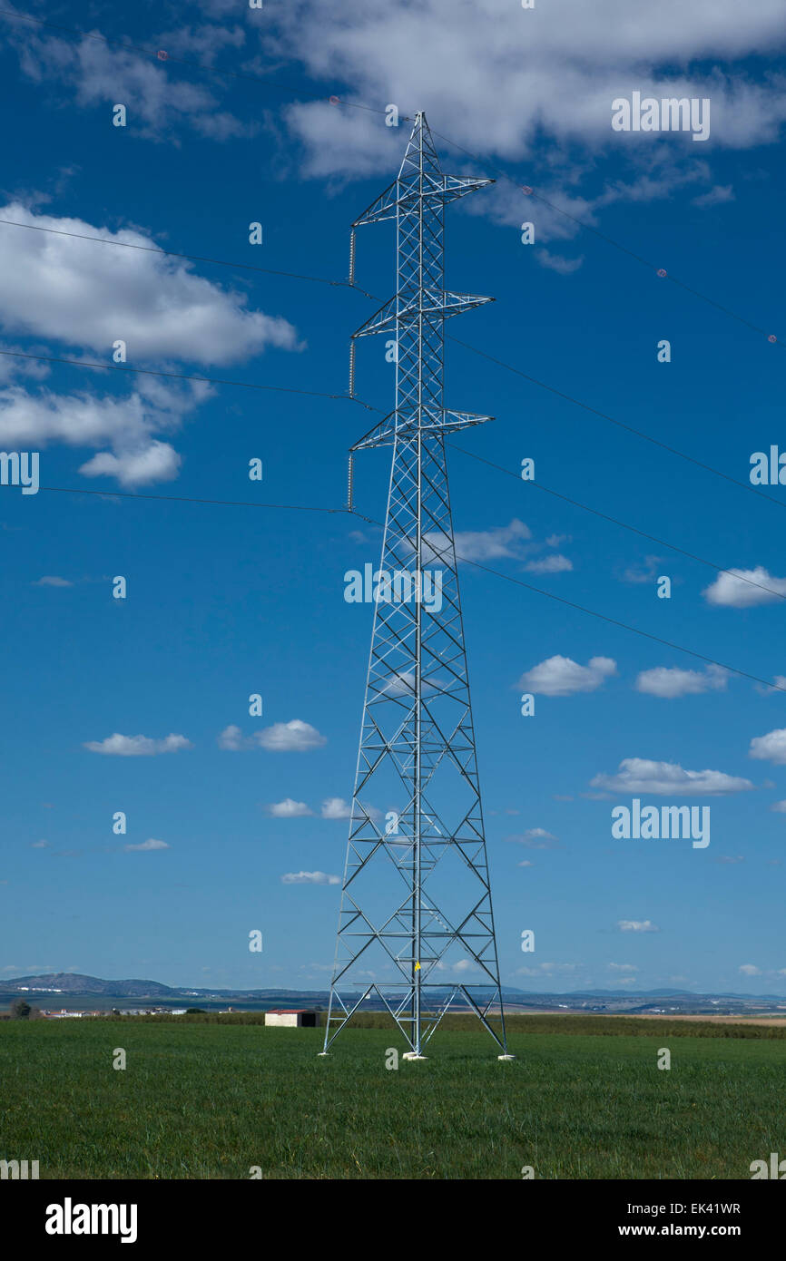 High-voltage steel lattice tower, used to support an overhead power ...