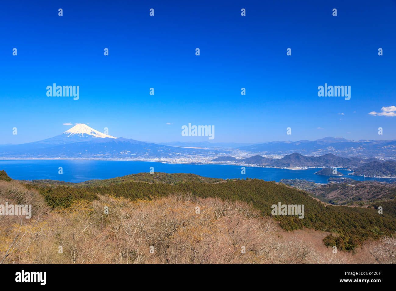 Mt. Fuji and Suruga bay from Darumayama plateau, Izu Peninsula, Japan ...