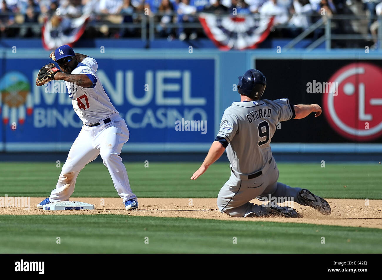 Los Angeles, CA, USA. 6th Apr, 2015. San Diego Padres second baseman ...