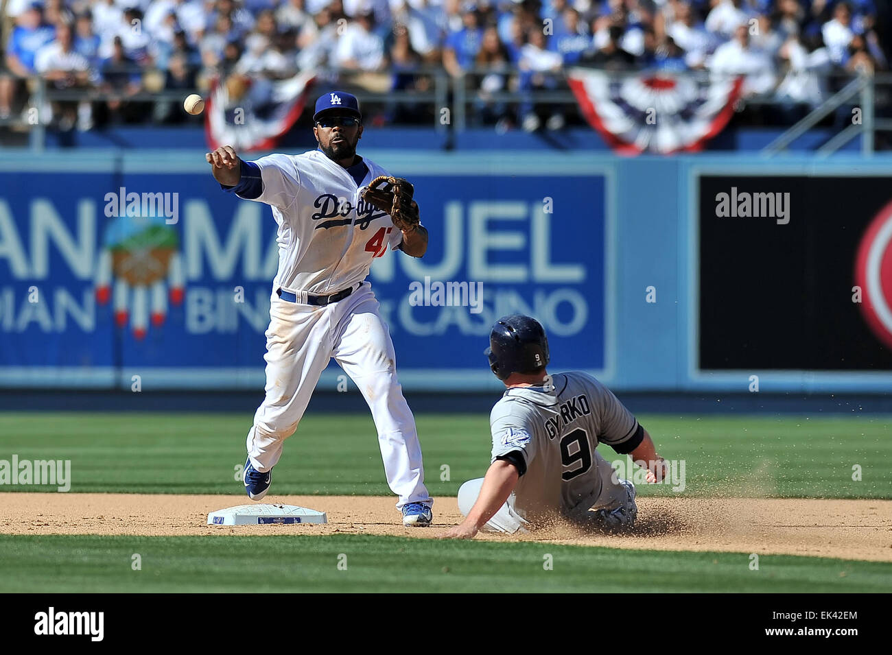 Los Angeles, CA, USA. 6th Apr, 2015. San Diego Padres second baseman ...