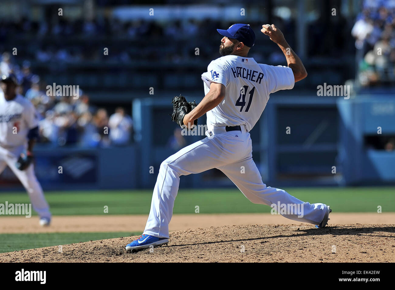 Los Angeles, CA, USA. 6th Apr, 2015. Los Angeles Dodgers relief pitcher ...