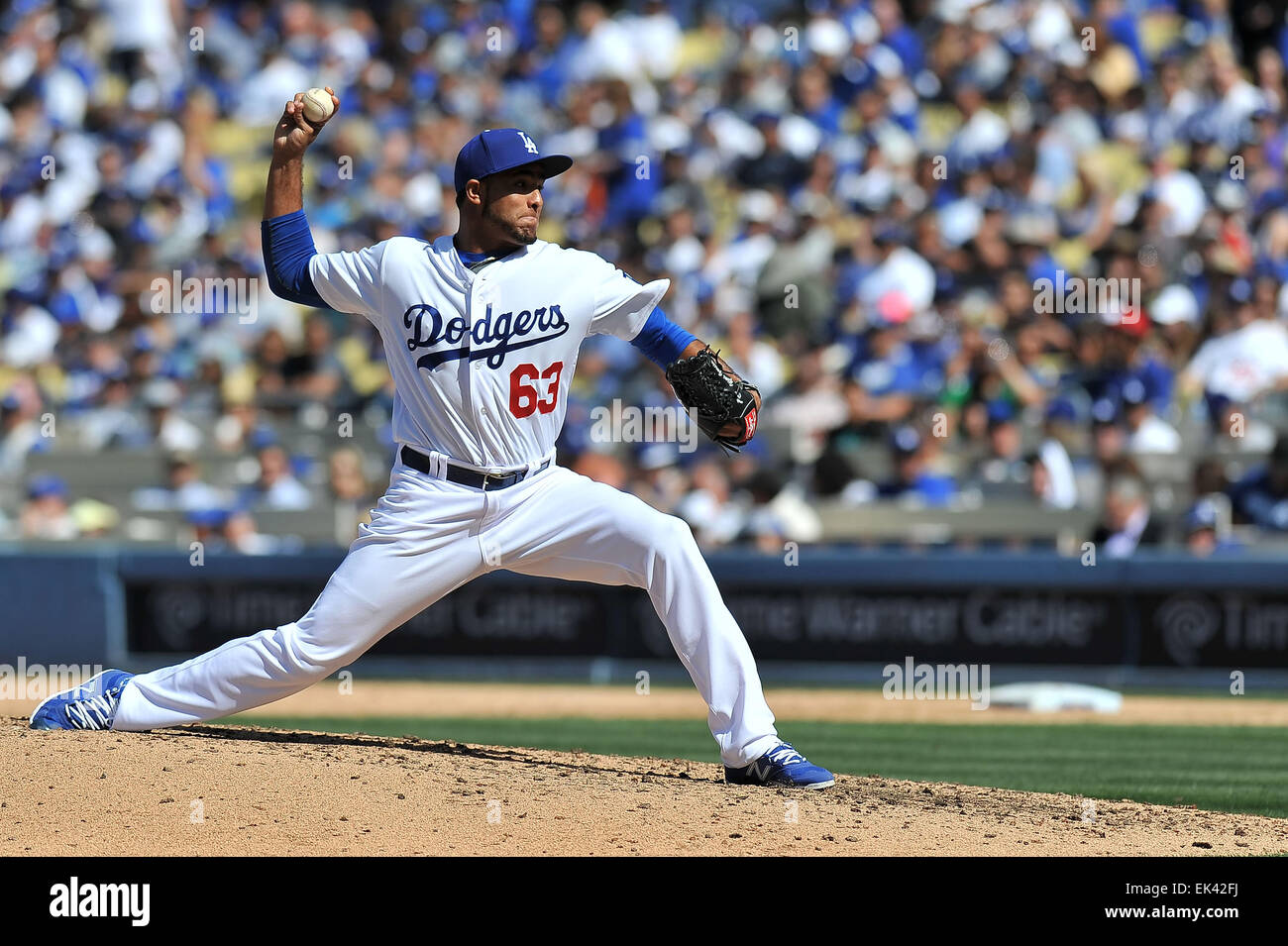Los Angeles, CA, USA. 6th Apr, 2015. Los Angeles Dodgers relief pitcher ...