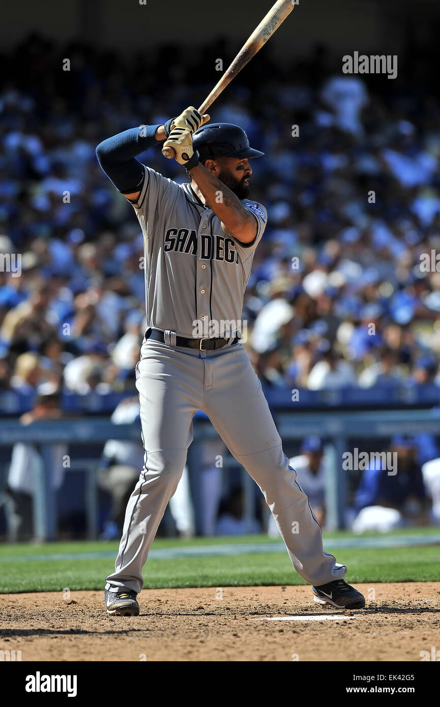 Los Angeles, CA, USA. 6th Apr, 2015. San Diego Padres left fielder Matt ...