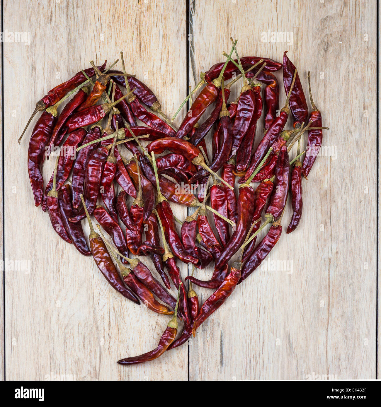 In the picture Italian chili peppers, arranged to form a red heart ...