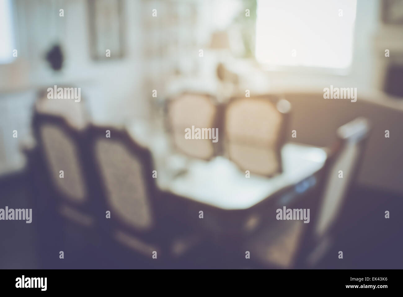 Blurred Dining Room Table with Retro Instagram Style Filter Stock Photo ...