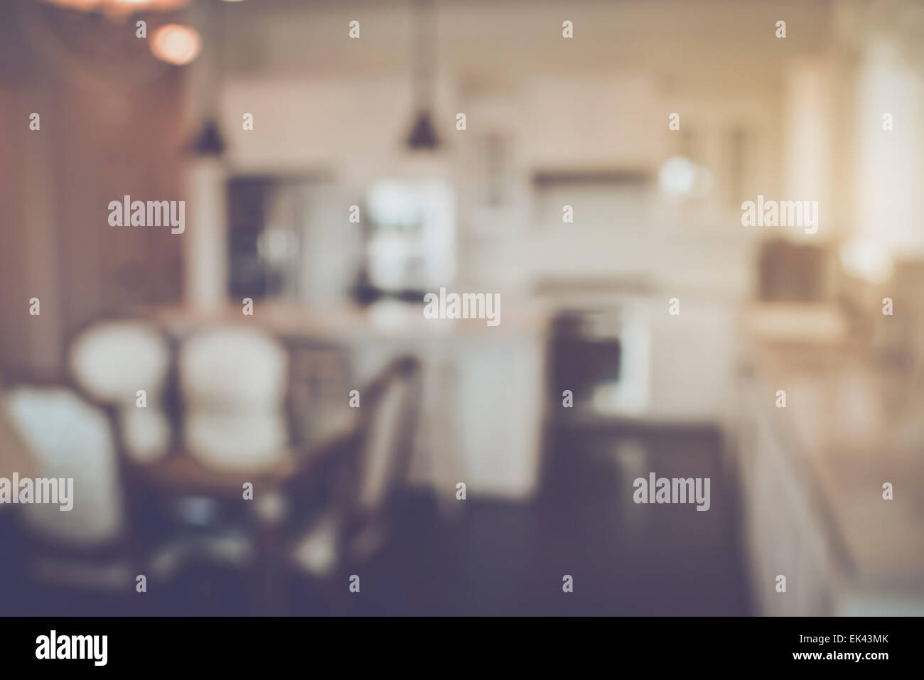 Blurred Modern Kitchen with Retro Instagram Style Filter Stock Photo ...