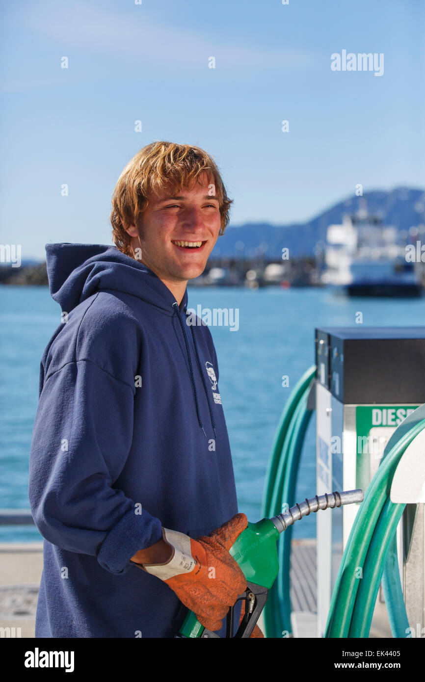 Fuel dock, Seward Boat Harbor, Alaska Stock Photo - Alamy