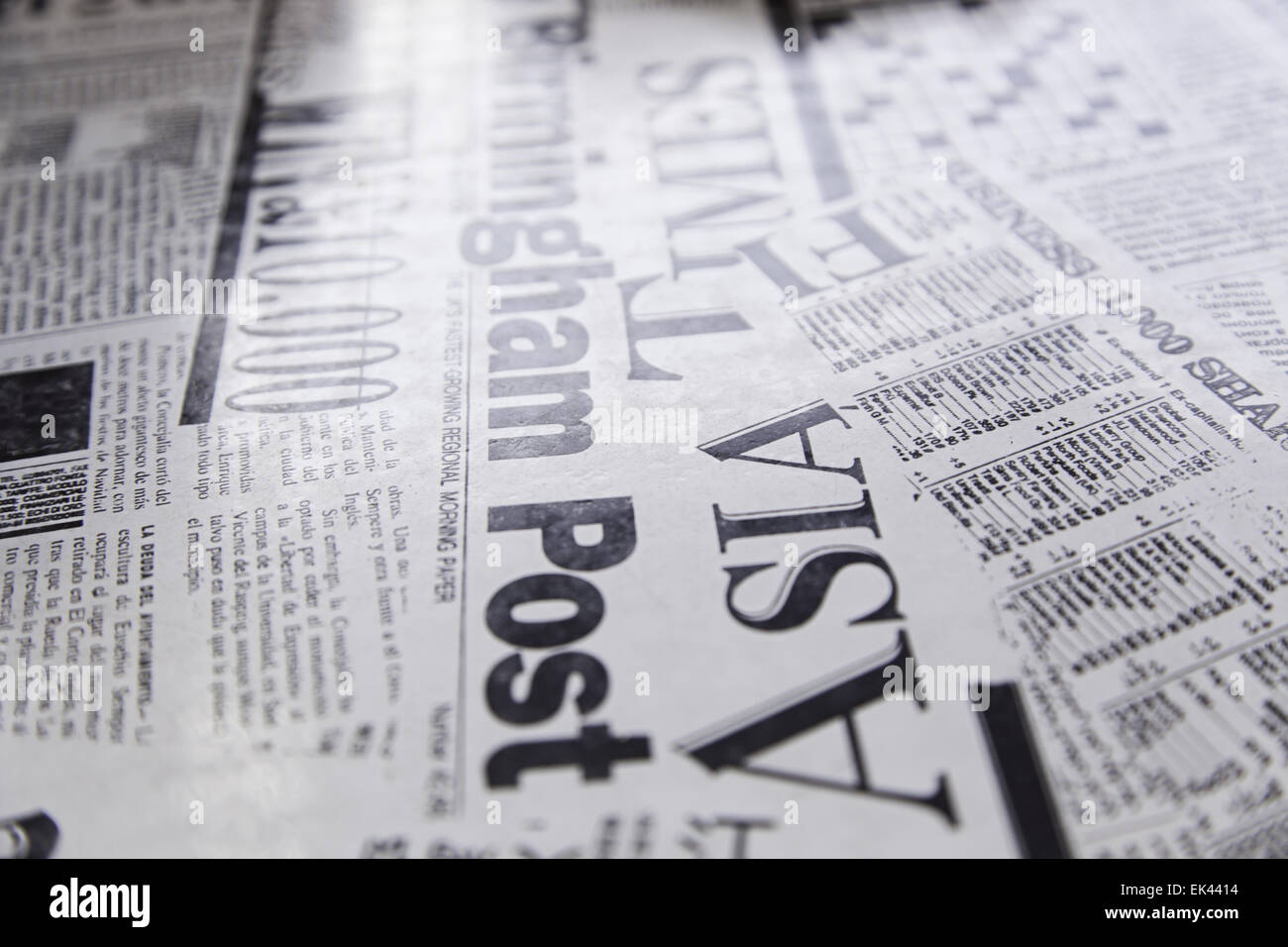 World newspapers, detail of newspapers with news, information and ...