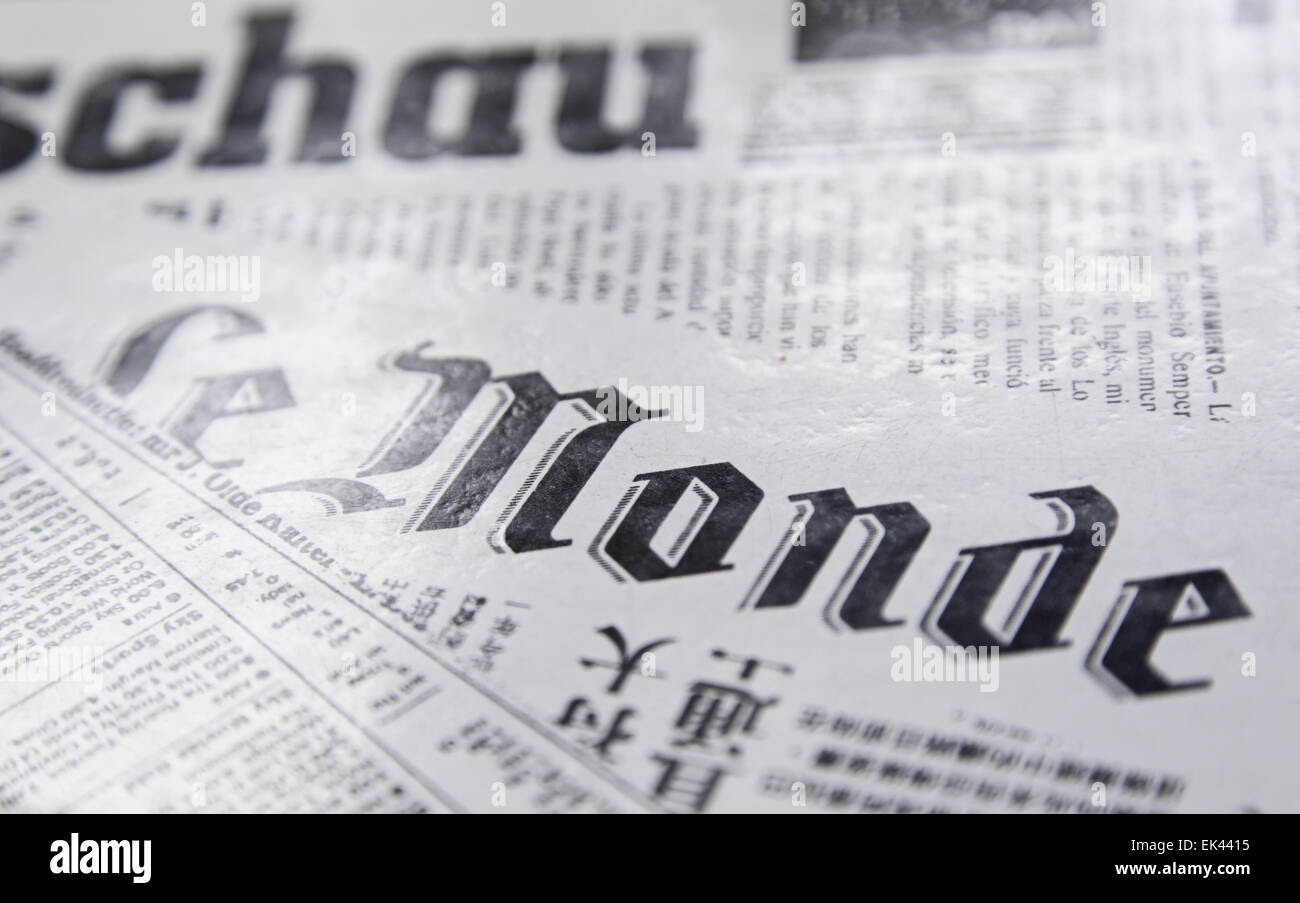 World newspapers, detail of newspapers with news, information and ...