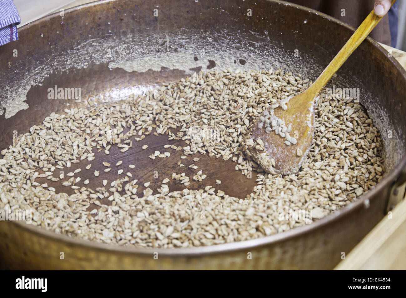 Pips sugared in a market, detail of a dried fruit with sugar Stock ...