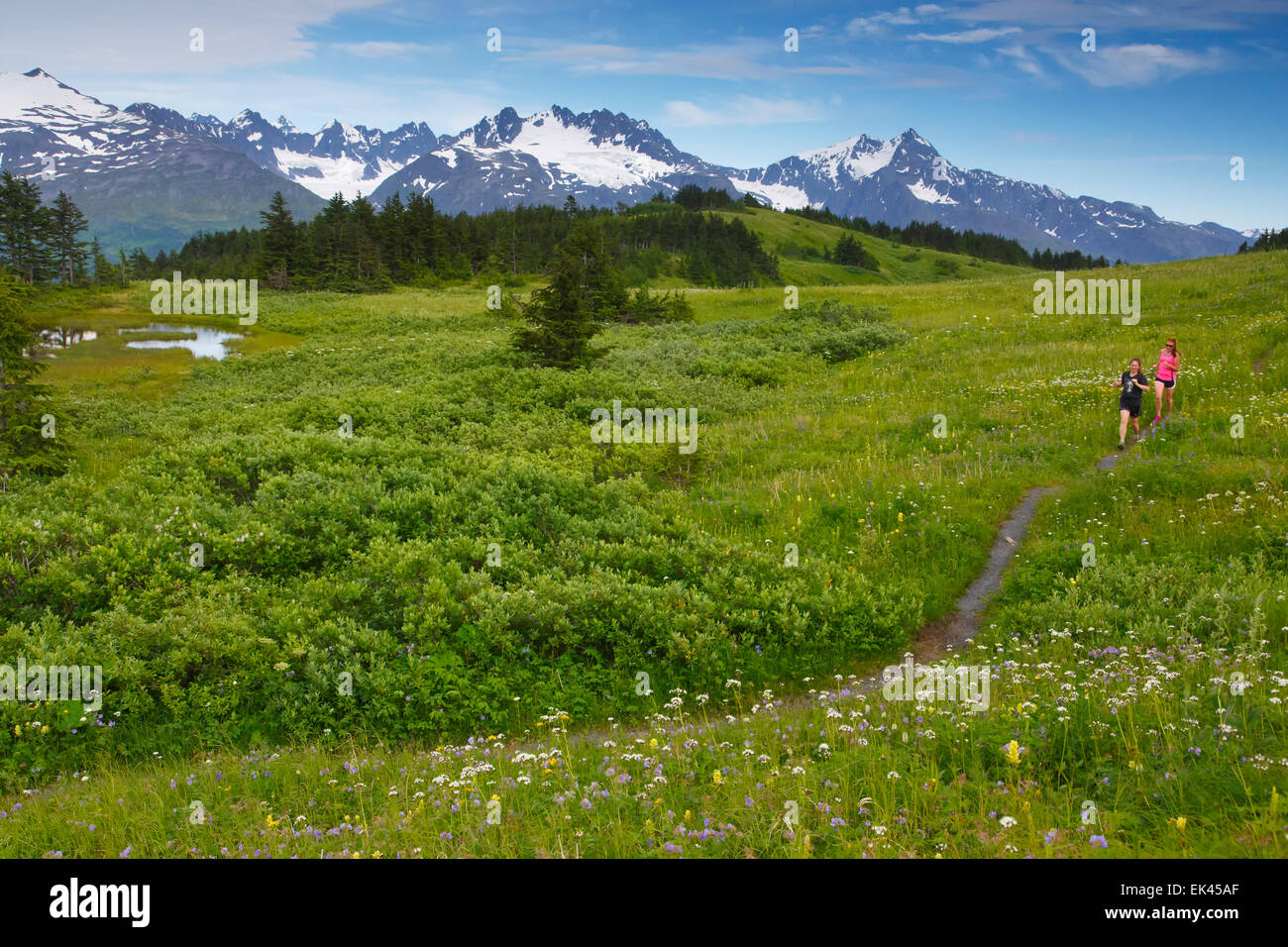 Women with flowers running hi-res stock photography and images - Alamy