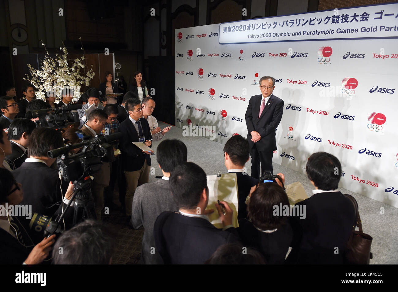 Motoi Oyama, APRIL 6, 2015 : Asics has Press conference in Tokyo. Asics ...
