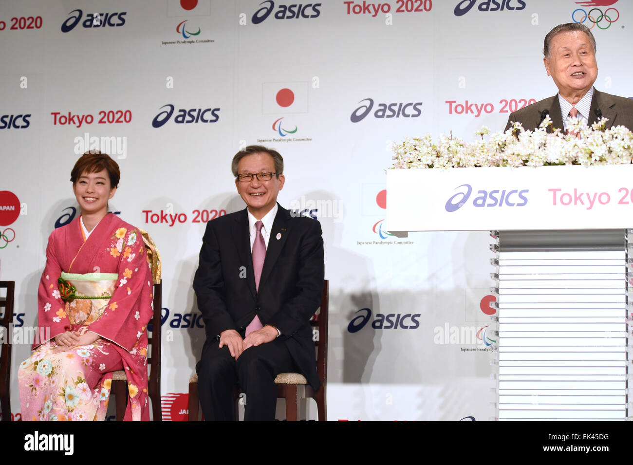 (L-R) Kasumi Ishikawa, Motoi Oyama, Yoshiro Mori, APRIL 6, 2015 : Asics ...