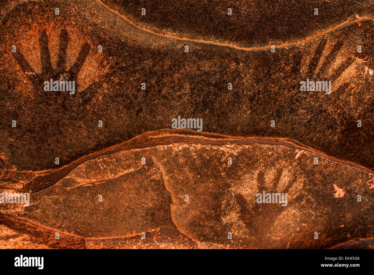 Ancient Anasazi Sandstone Hand Prints - Cedar Mesa - Utah Stock Photo ...