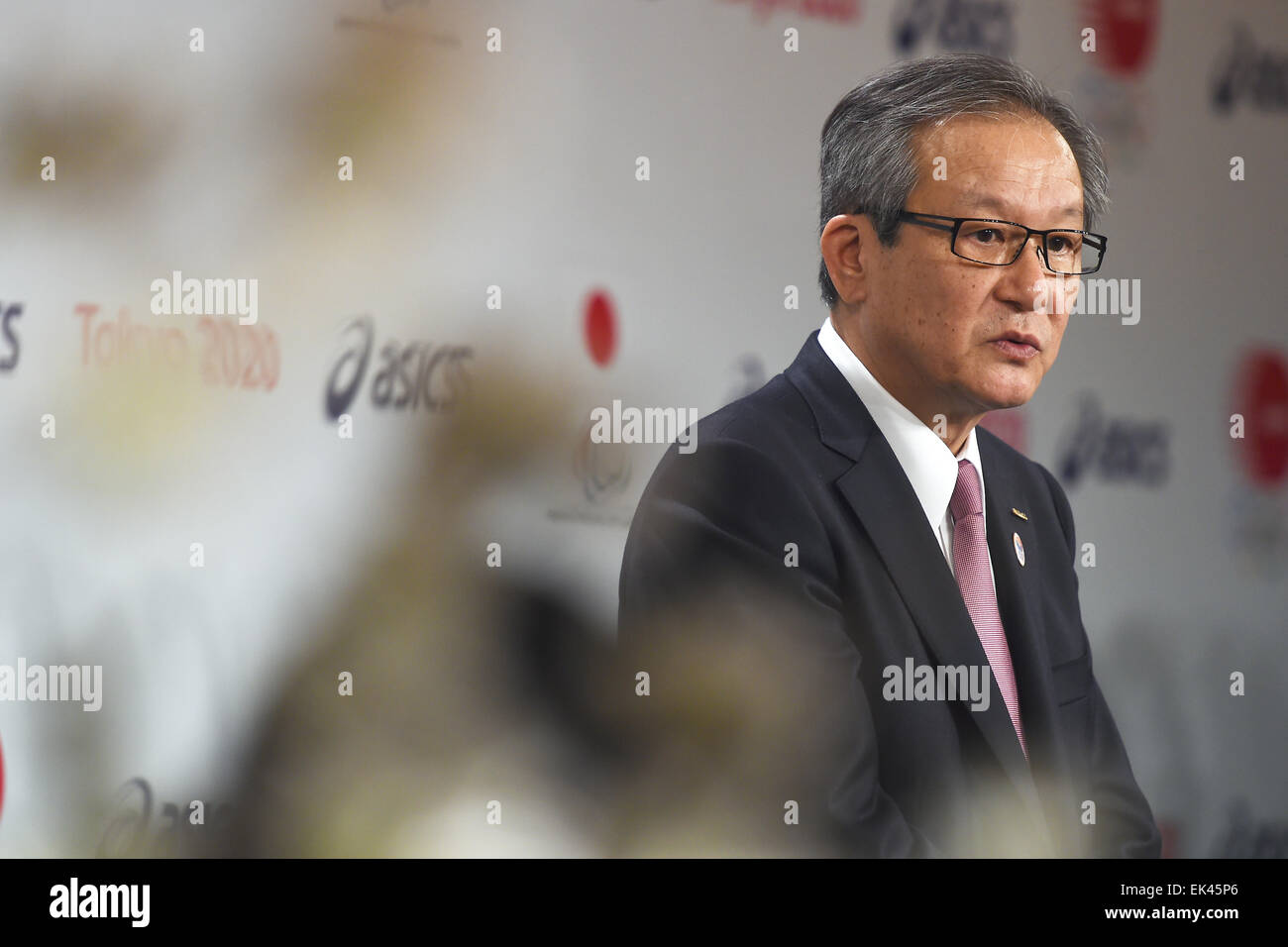 Motoi Oyama, APRIL 6, 2015 : Asics has Press conference in Tokyo. Asics ...