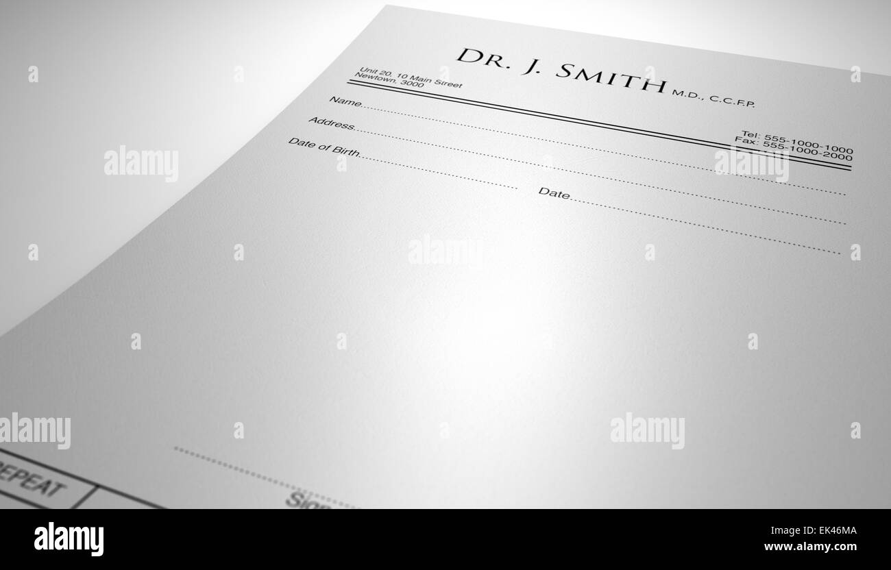 A blank generic doctors prescription note on an isolated white ...