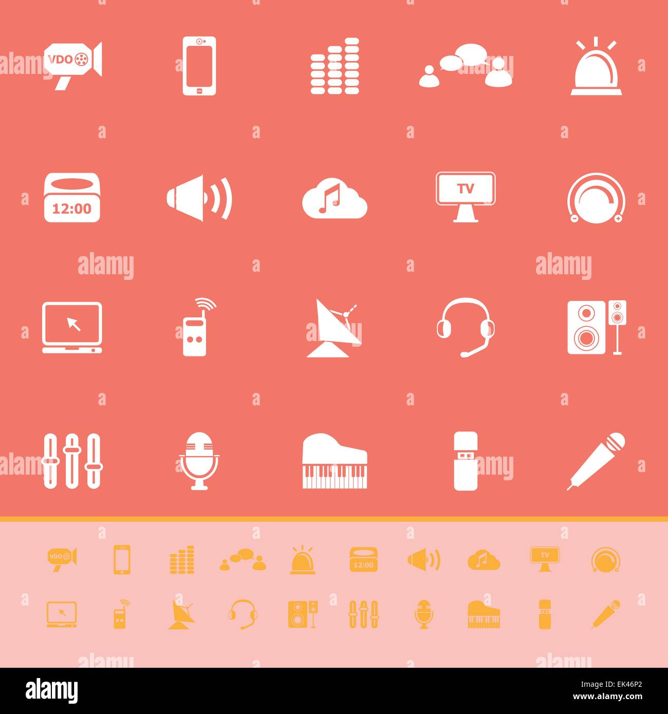 Sound color icons on orange background, stock vector Stock Vector Image ...