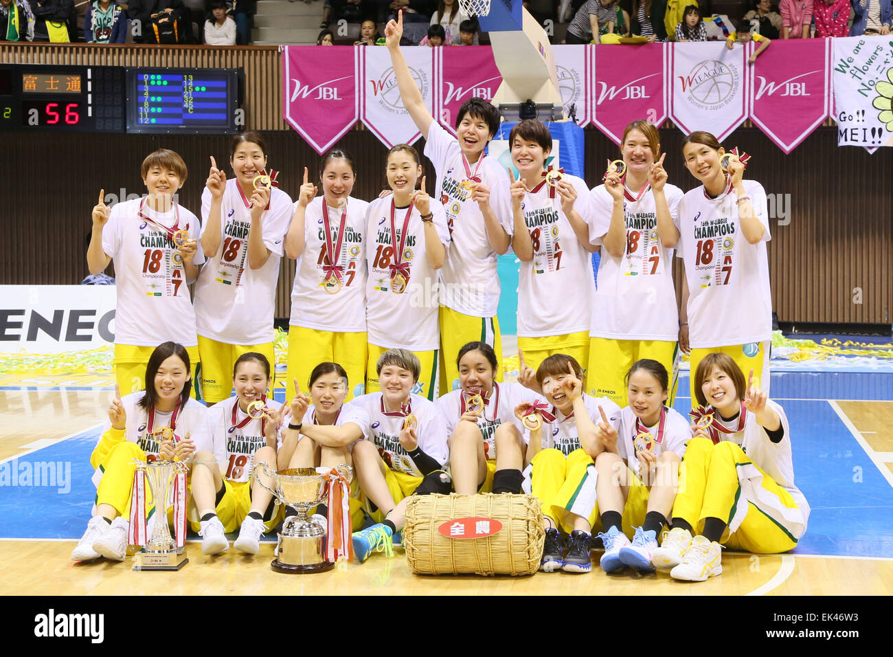 JX-ENEOS Sunflowers team group, ARPIL 5, 2015 - Basketball : WJBL 2014-2015 W League Play-off ...