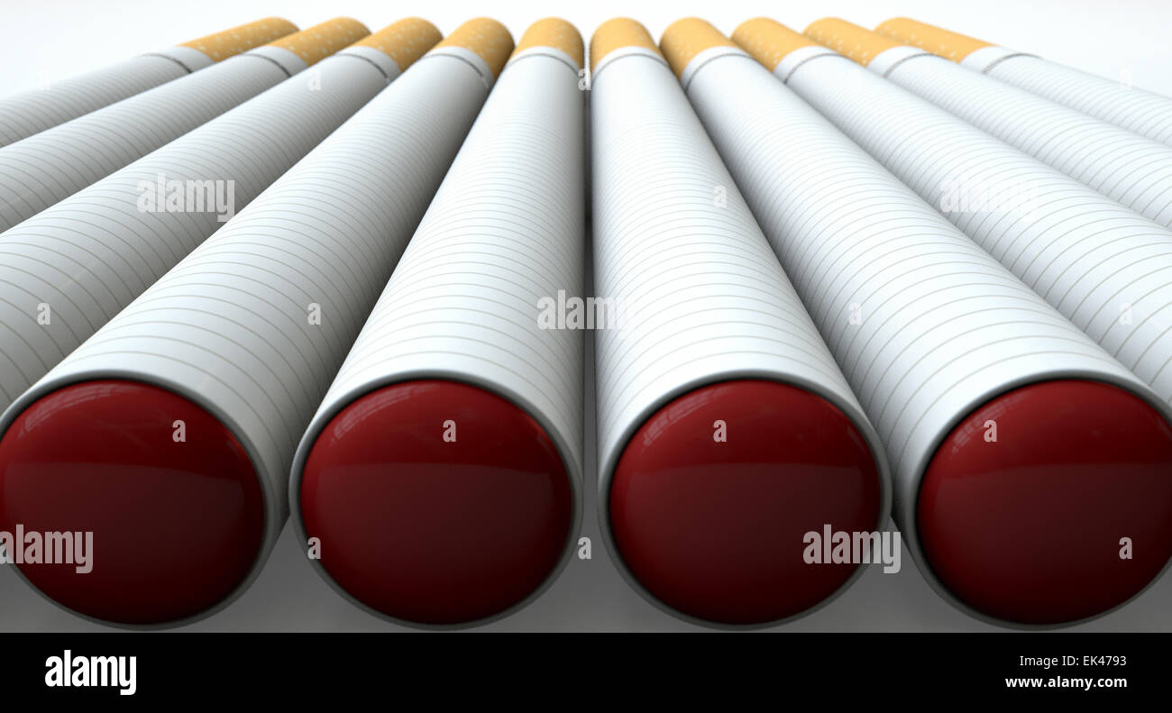 A close up of a laid out collection of regular electronic cigarettes ...