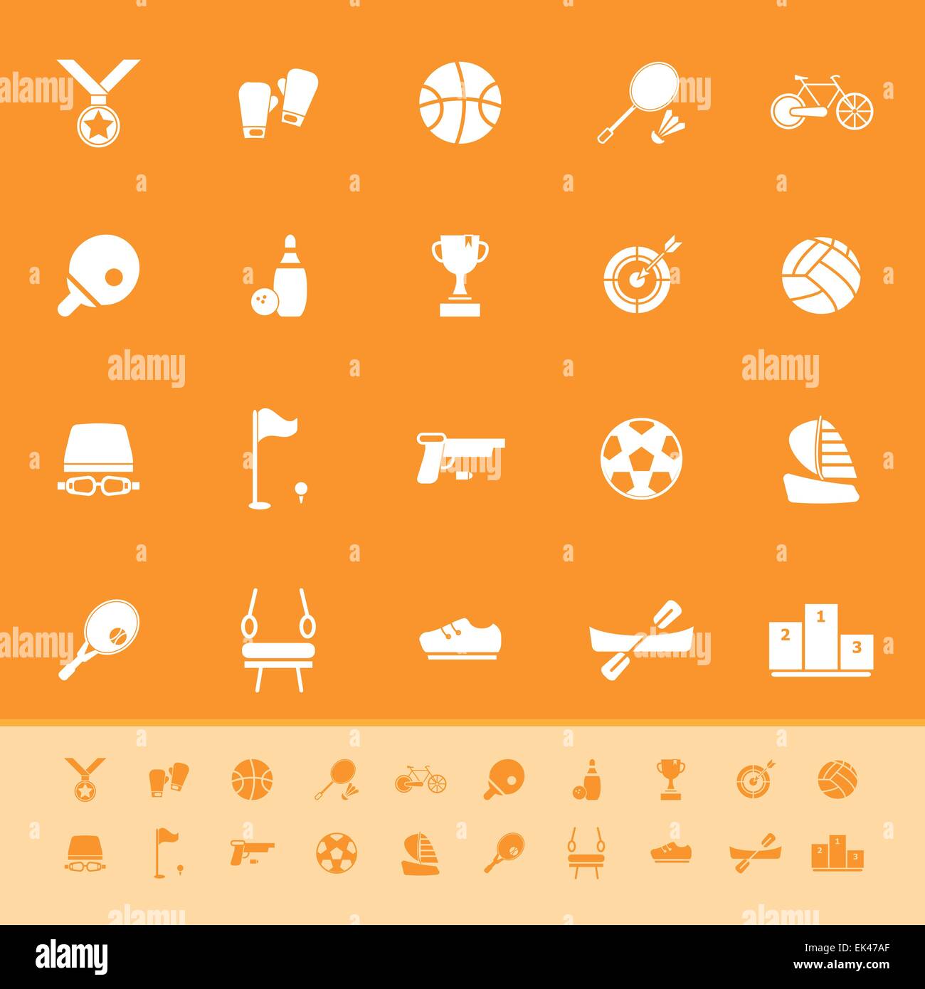 Sport game athletic color icons on orange background, stock vector ...