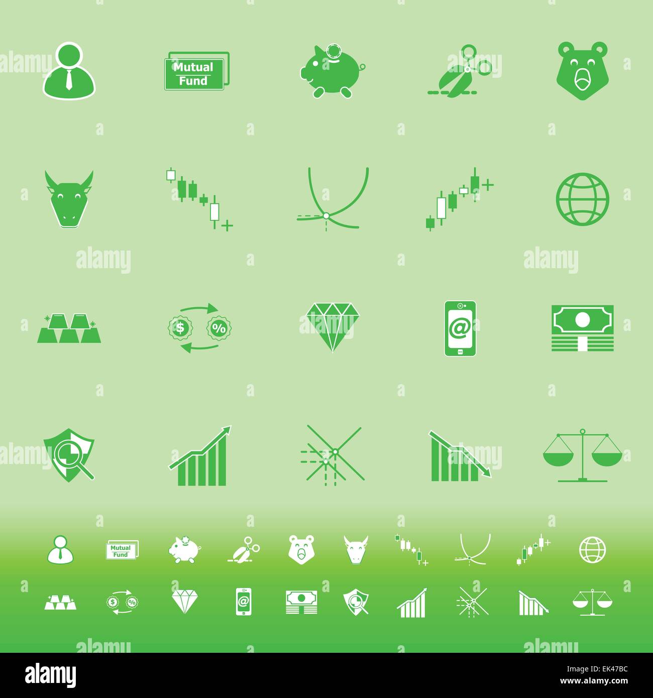 Stock market color icons on green background, stock vector Stock Vector ...