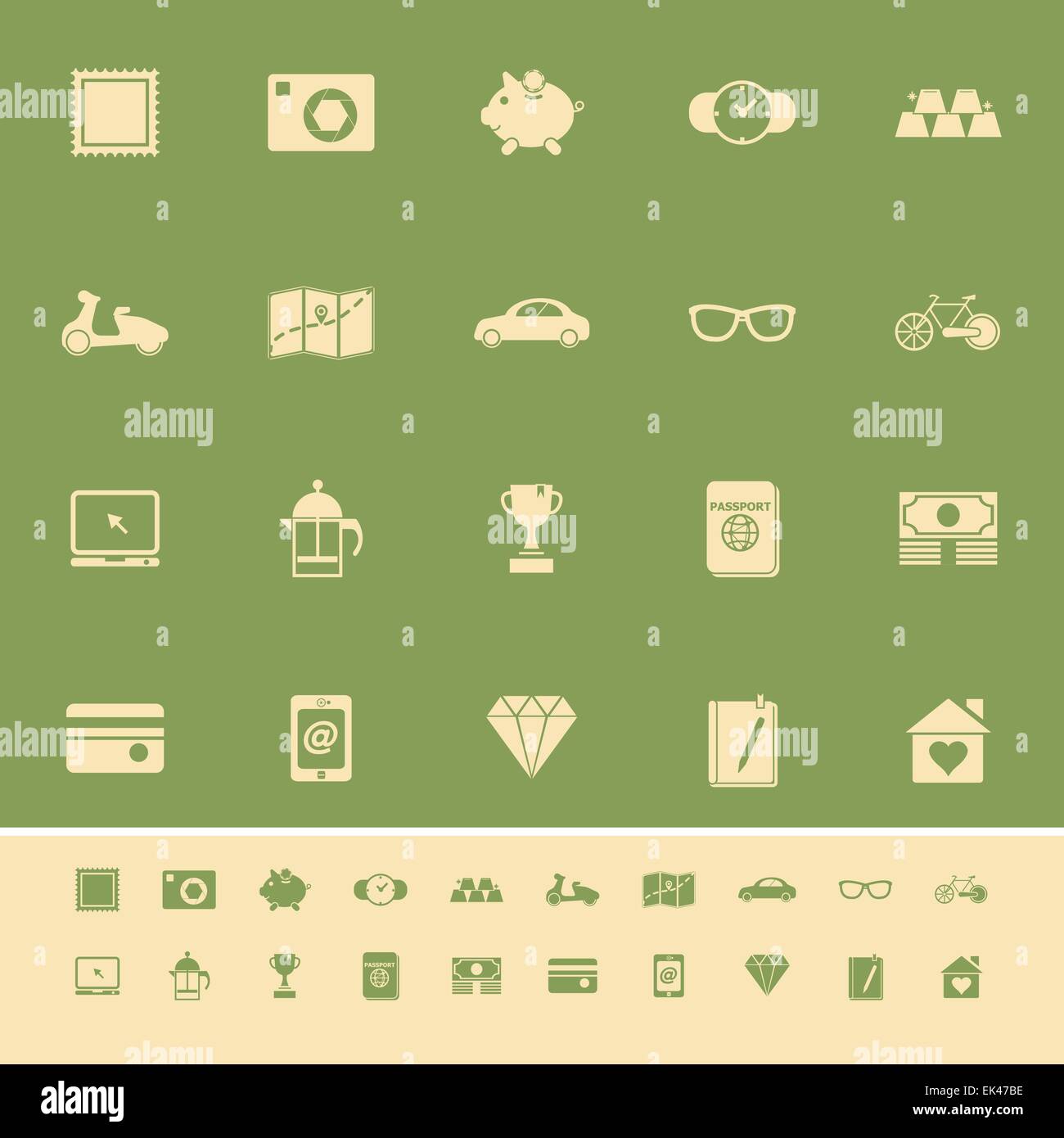 The useful collection color icons on green background, stock vector ...