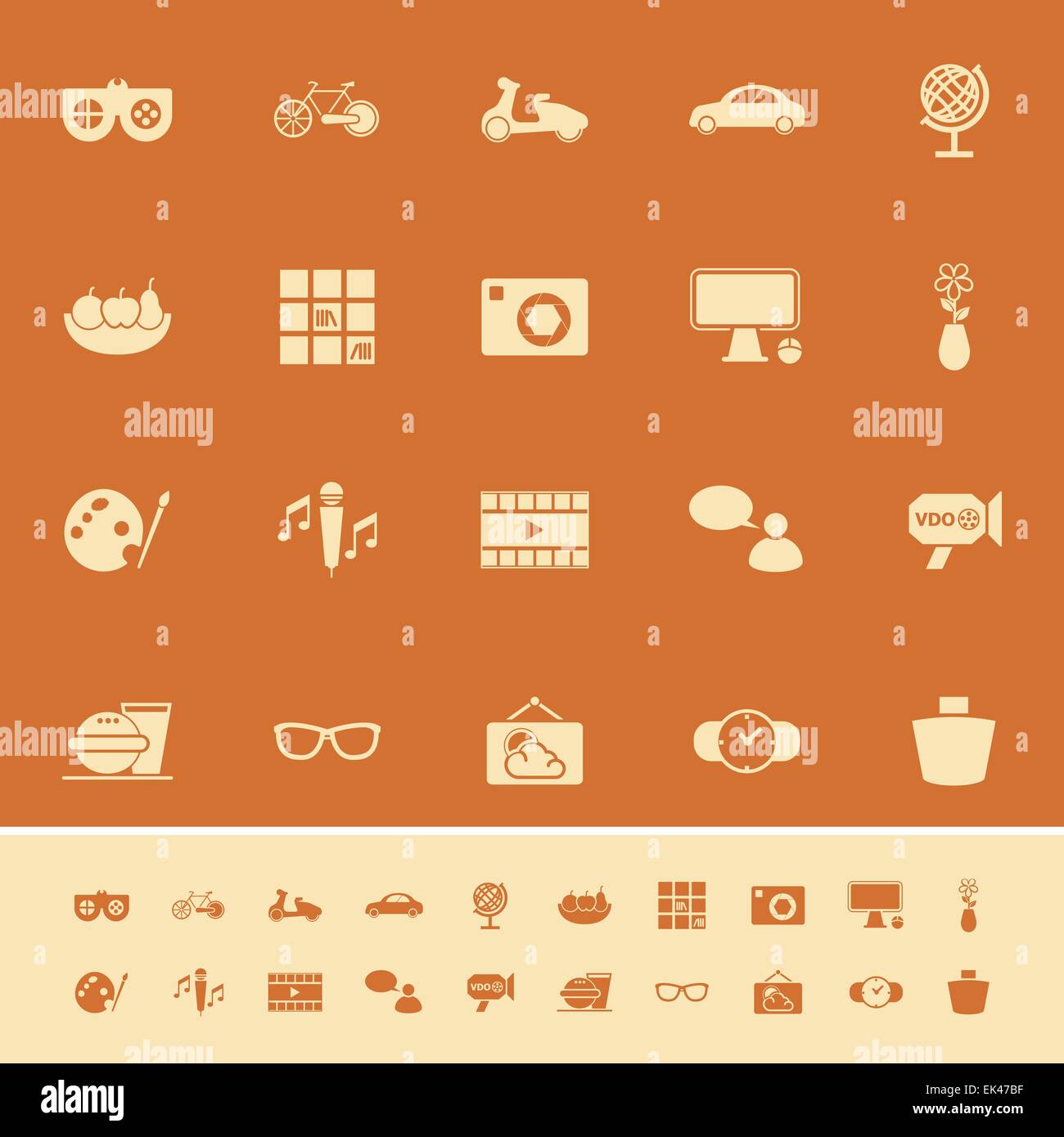 Favorite and like color icons on orange background, stock vector Stock ...