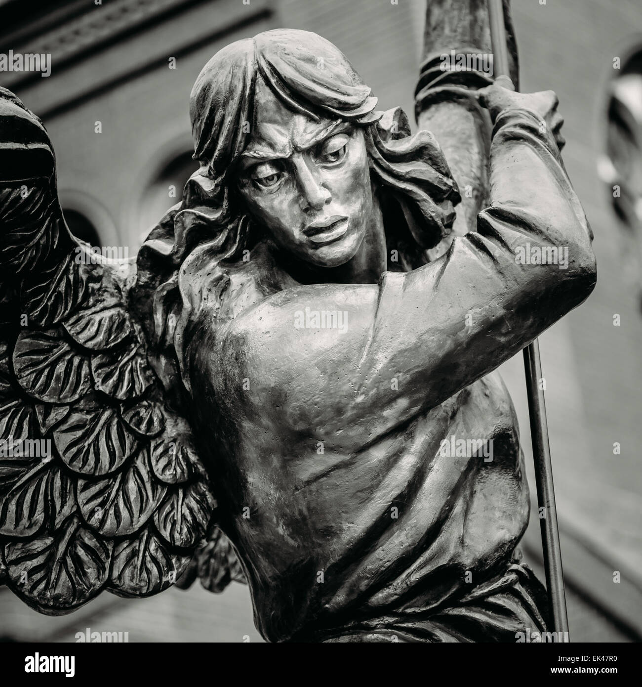 Close Up Detail Of Statue Of Archangel Michael With Outstretched Wings ...