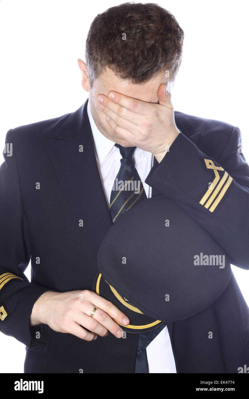 Sad and embarrassed pilot Stock Photo - Alamy