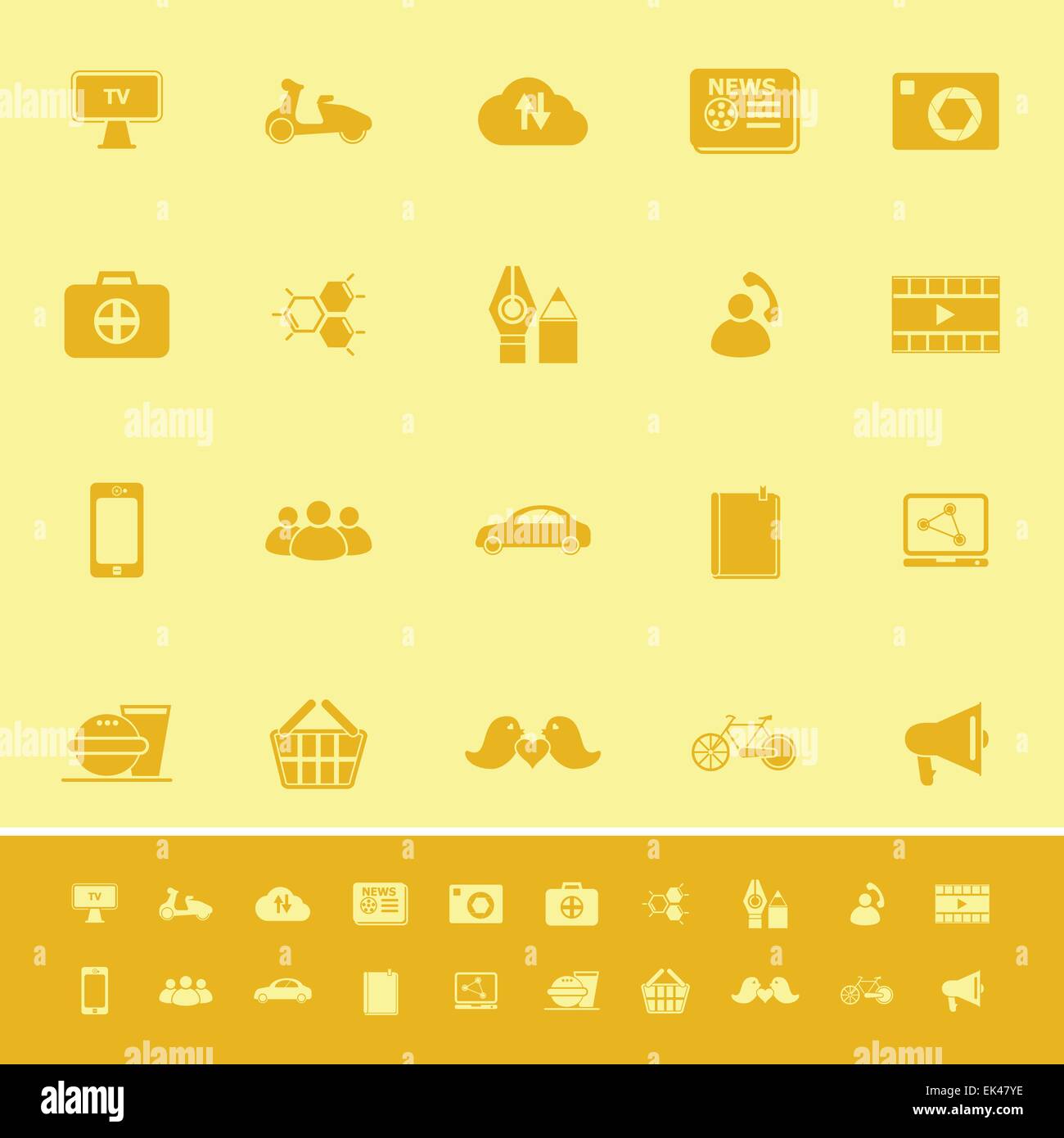 Social network color icons on yellow background, stock vector Stock ...