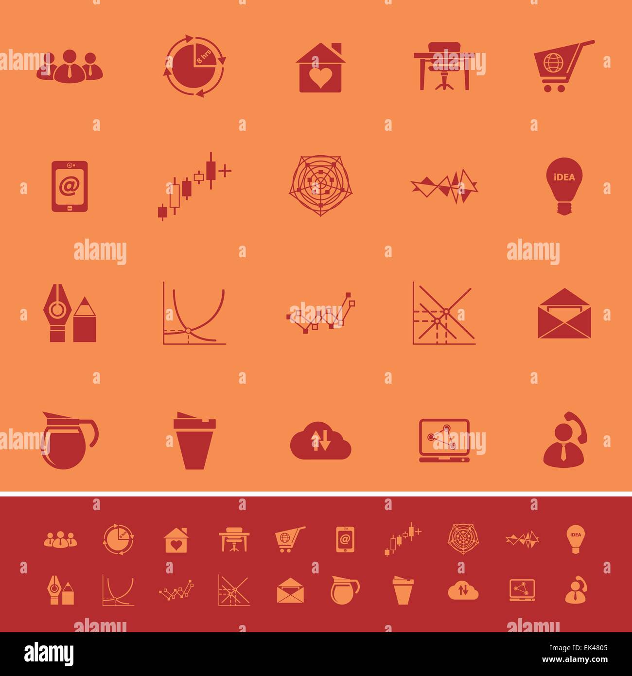 Virtual organization color icons on orange background, stock vector ...