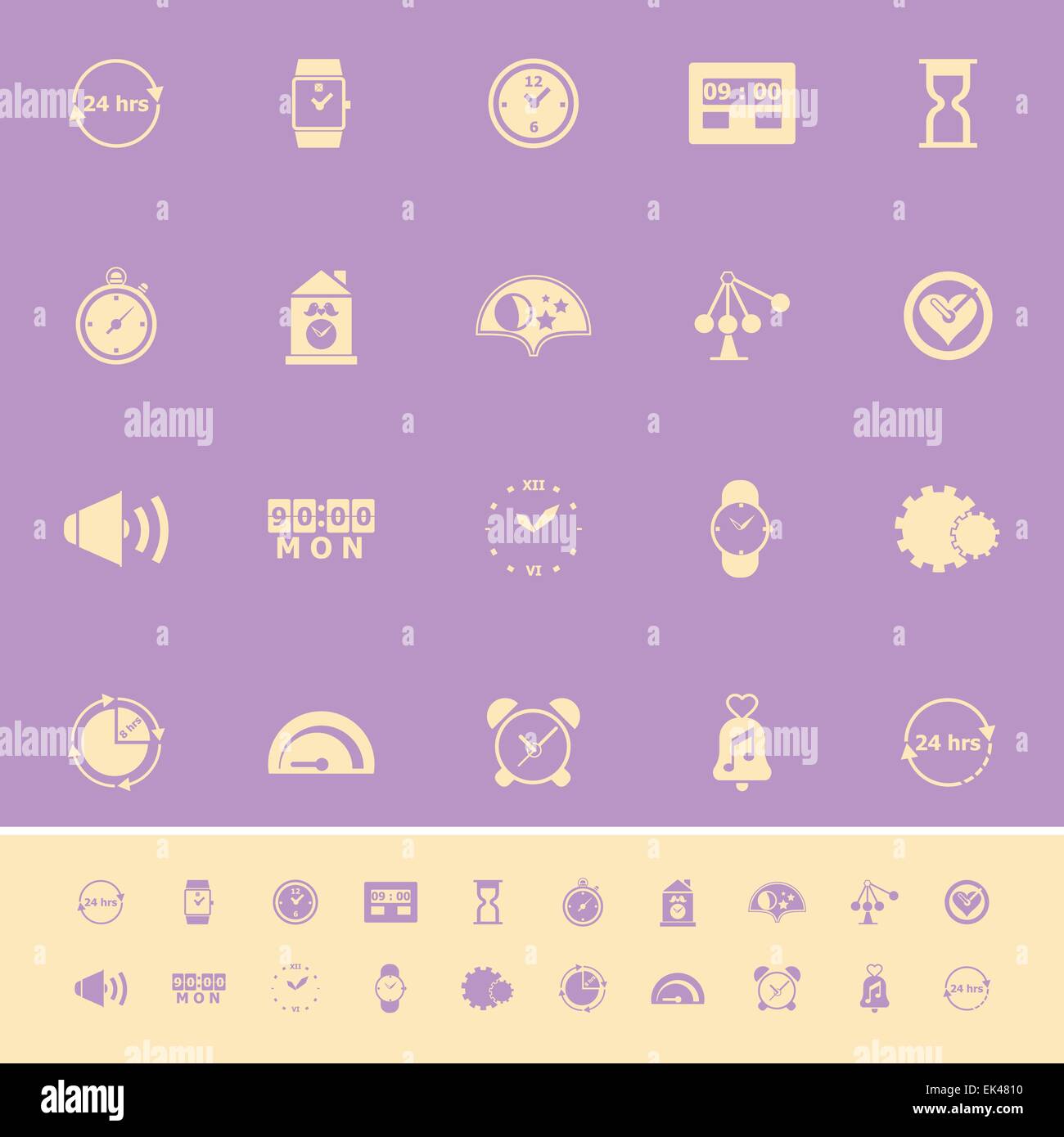 Time related color icons on violet background, stock vector Stock ...
