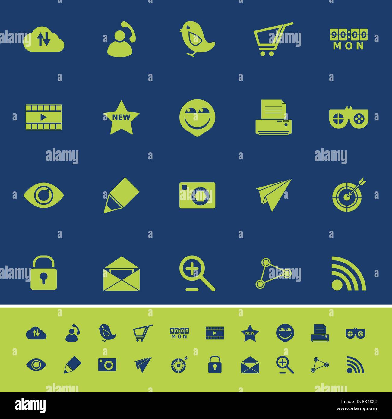 Internet useful color icons on blue navy background, stock vector Stock ...