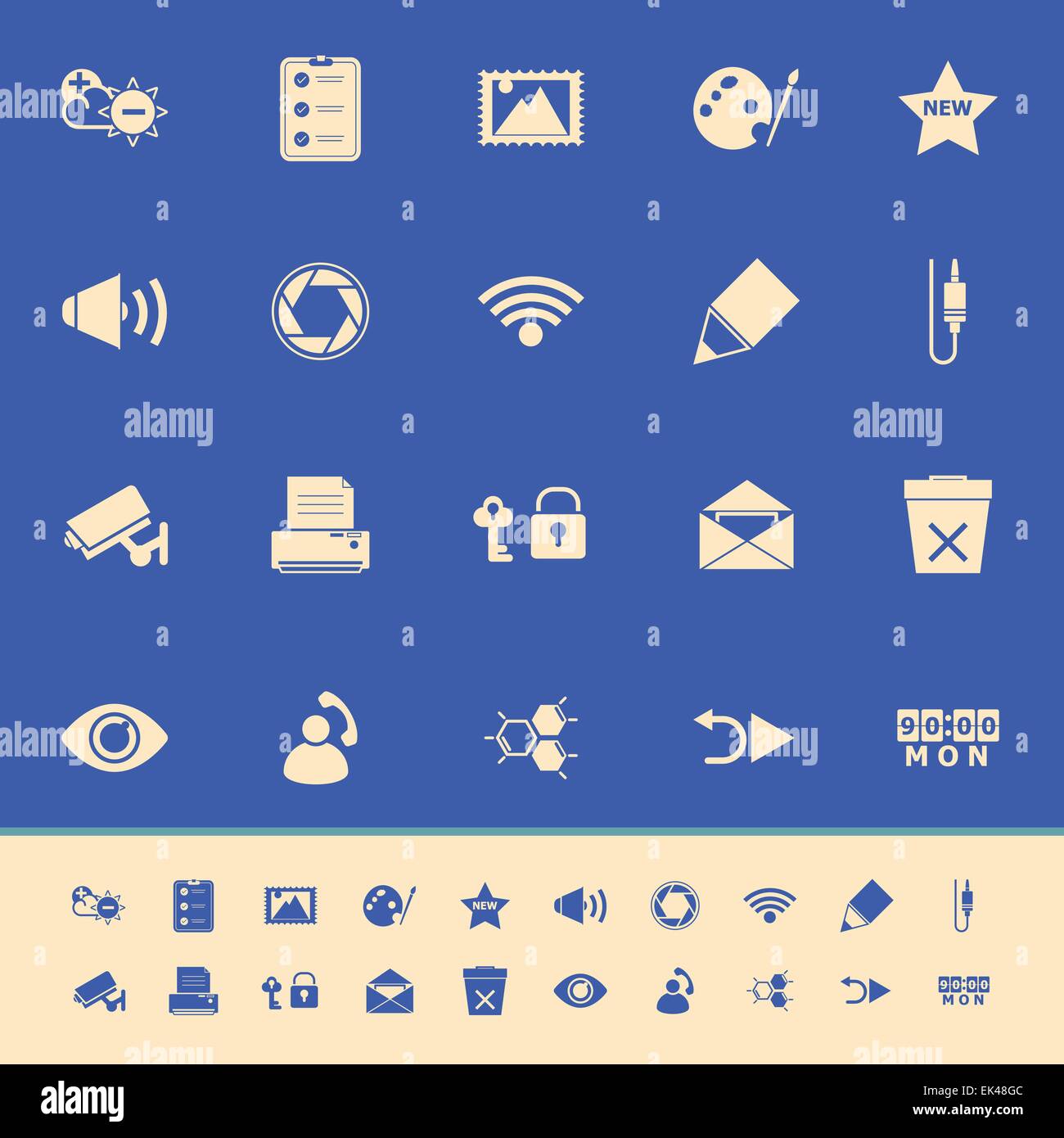 General computer screen color icons on blue background, stock vector ...