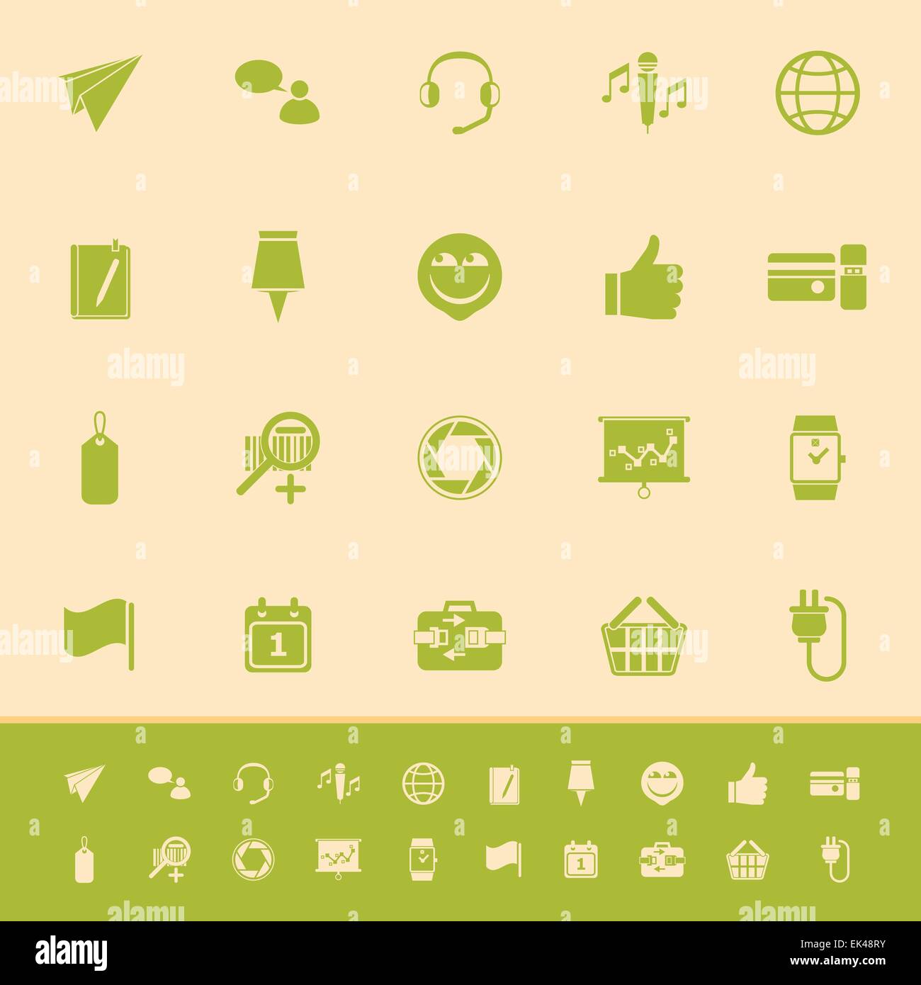 Technology gadget screen color icons on light brown background, stock ...