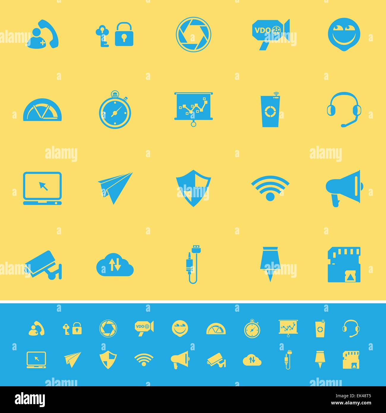 Smart phone screen color icons on yellow background, stock vector Stock ...