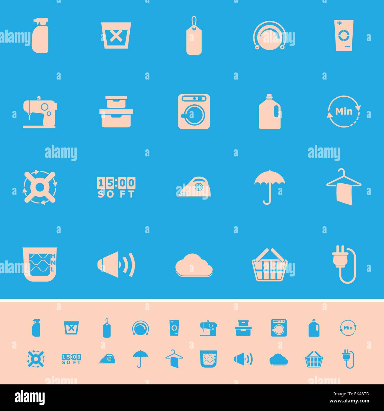 Laundry related color icons on blue background, stock vector Stock ...