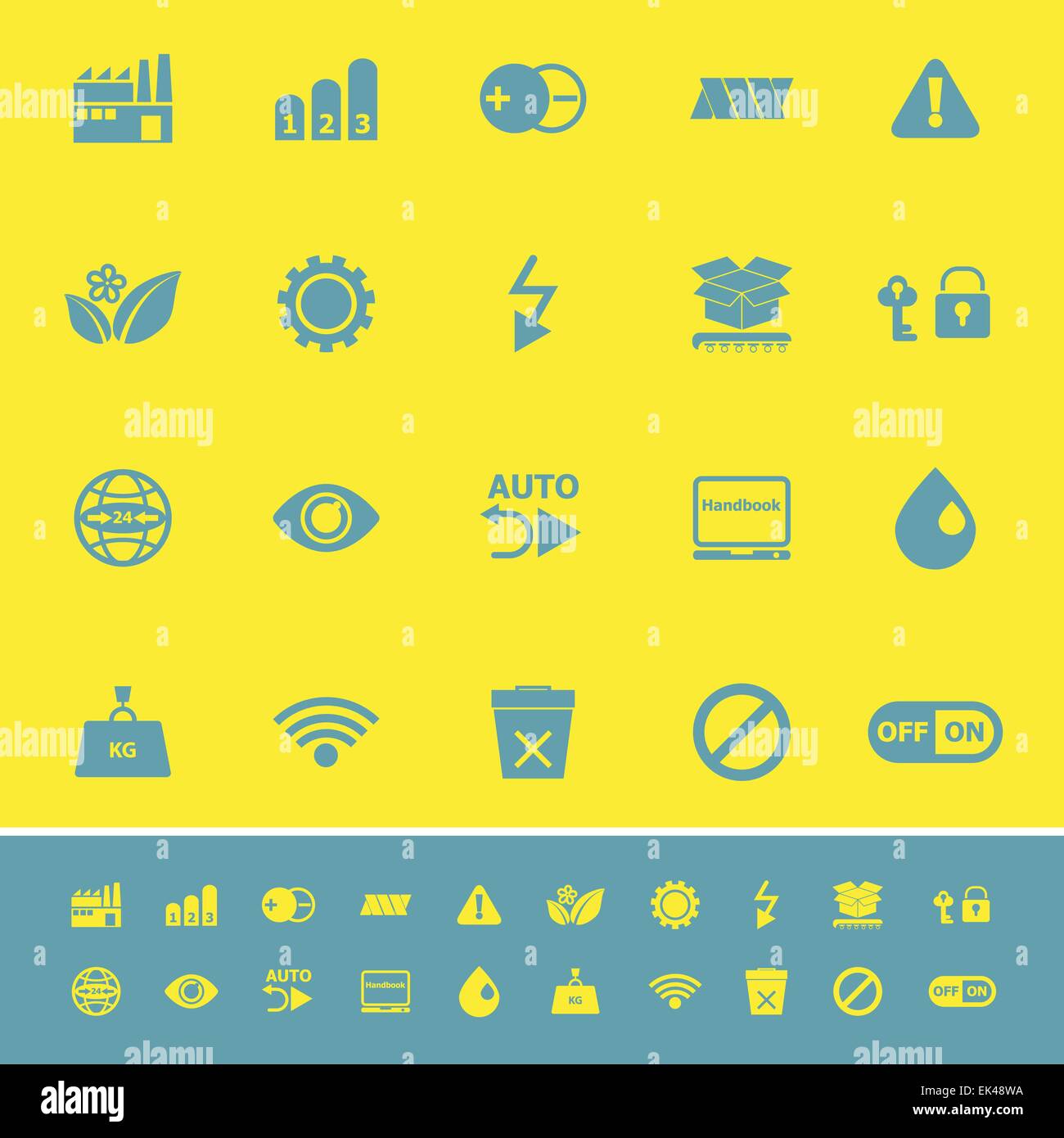 Electronic sign color icons on yellow background, stock vector Stock ...