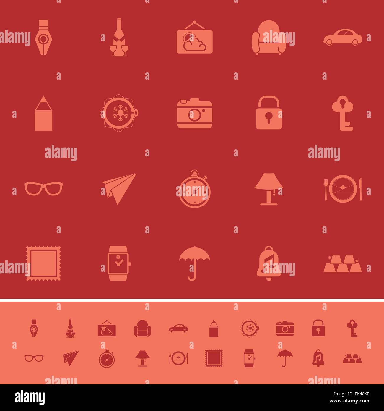 Vintage collection color icons on maroon background, stock vector Stock ...