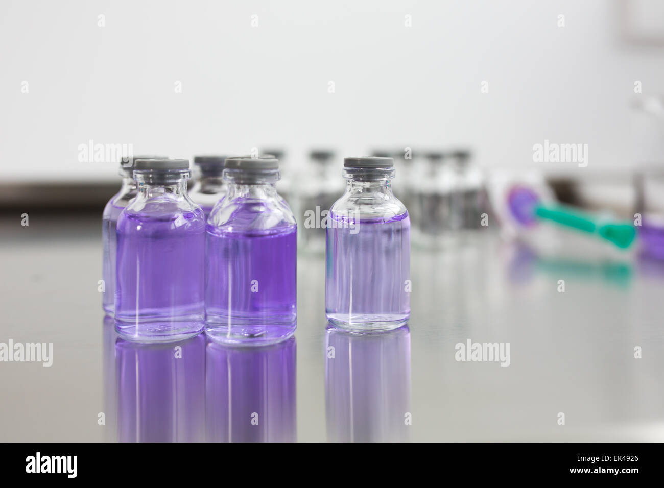 Flasks with liquids in a lab laboratory Stock Photo - Alamy