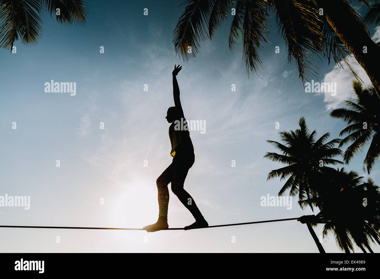 Slack line and female hi-res stock photography and images - Alamy