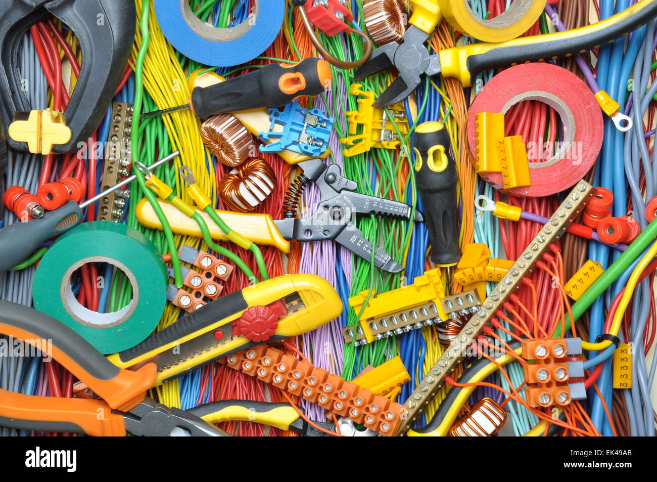 Electrical component kit to use in electrical installations Stock Photo ...