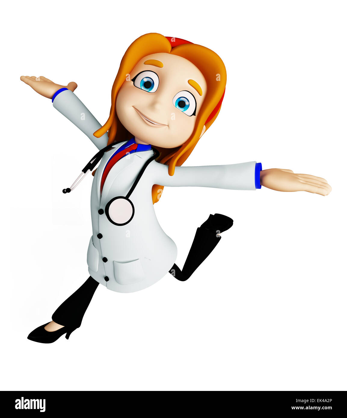 3d illustration of doctor with running pose Stock Photo - Alamy