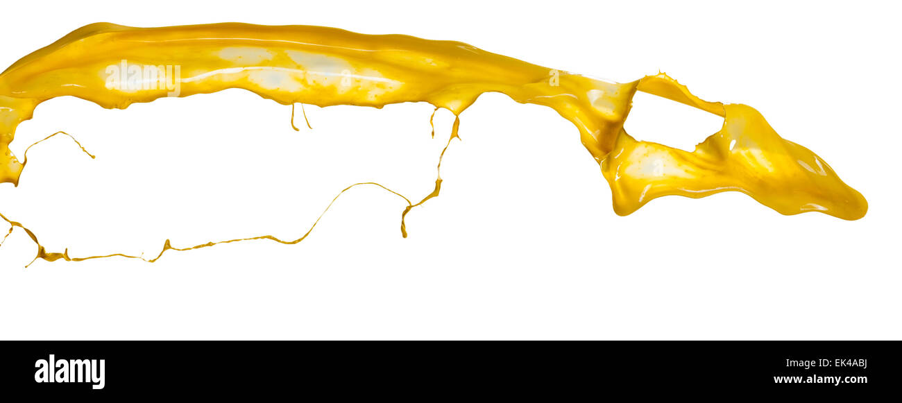 yellow paint splashes isolated on white background Stock Photo - Alamy