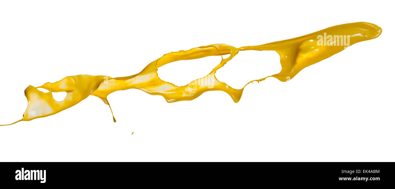 splashes of yellow paint isolated on white background Stock Photo - Alamy