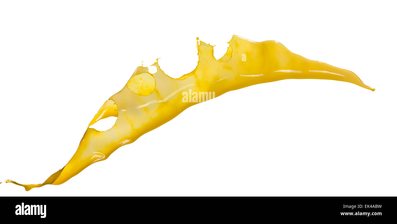 splashes of yellow paint isolated on white background Stock Photo - Alamy