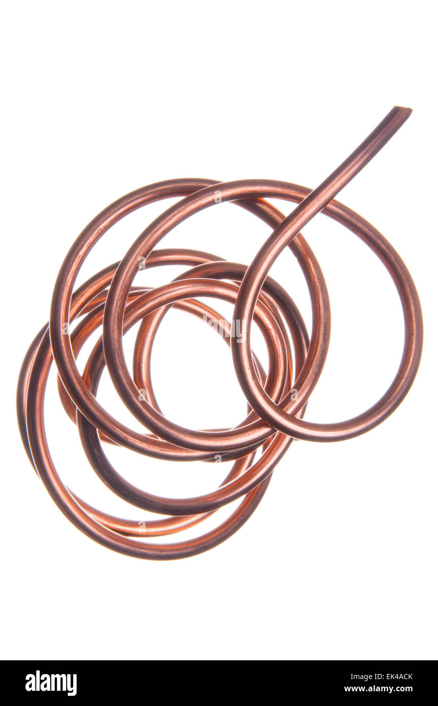 Copper wire isolated on white background Stock Photo - Alamy