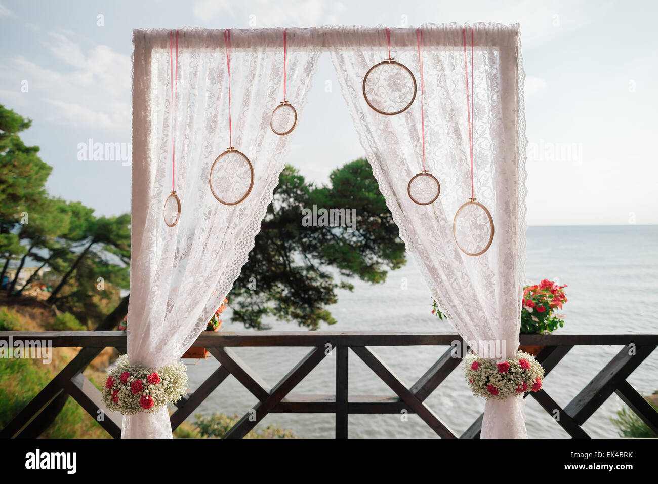 destination wedding arch with sea view Stock Photo - Alamy