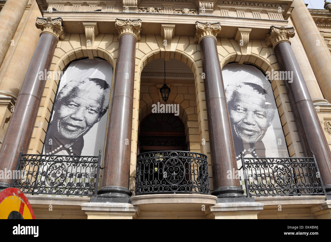 Images of Nelson Mandela on the city hall in Cape Town. Nelson mandela ...
