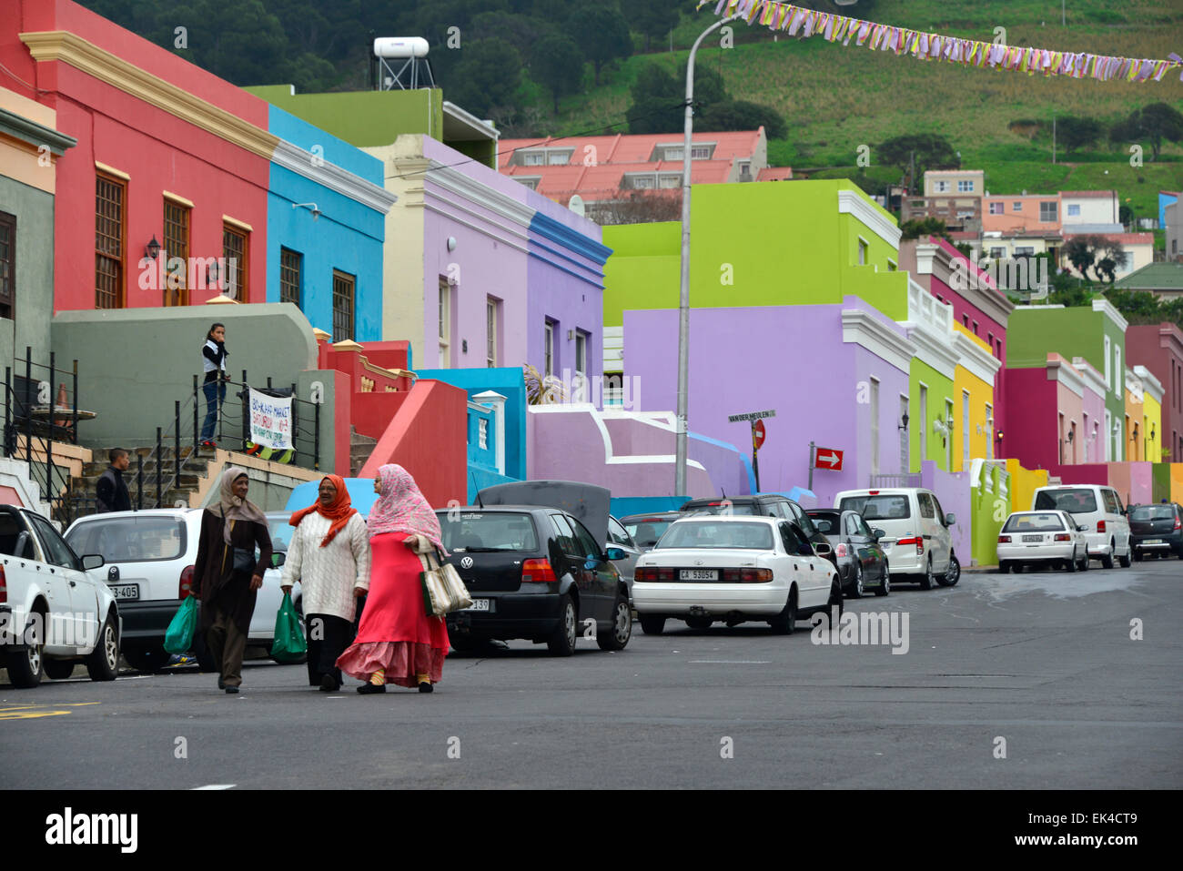 Cape Malay ladies from the Malay Qurter in Bo Kaap walking down Wale ...